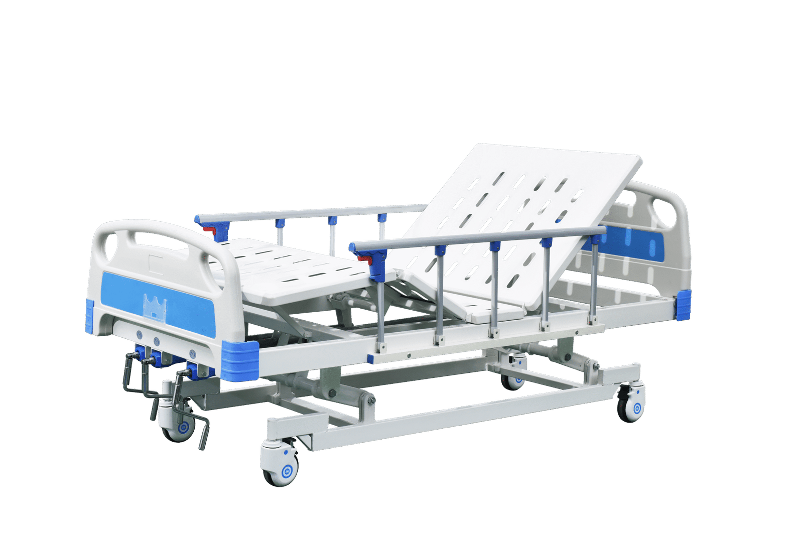 Wide 3 Crank Manual Adjustable Hospital Bed With Rails