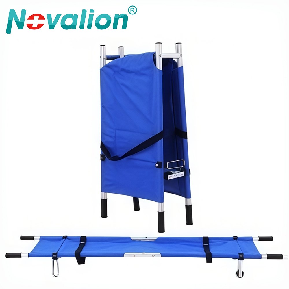 Steel Two-Fold Patient Stretcher with Safety Belts
