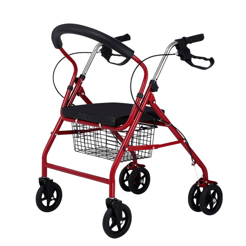 Steel Rollator, Lightweight Foldable Design for Mobility Aid