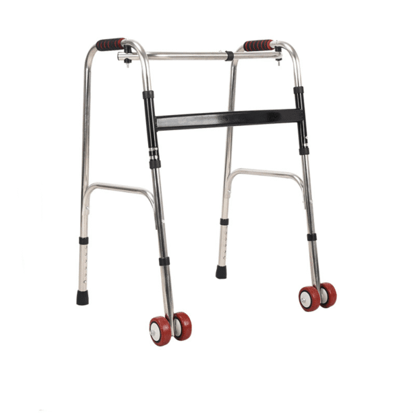 Stainless Steel Walker with Front Casters & Single Crossbar