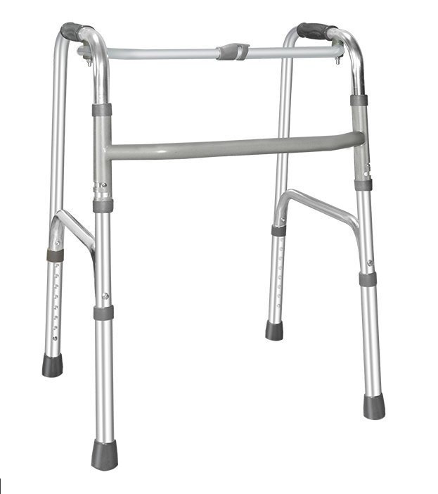 Single Crossbar Aluminum Foldable Walker with 100kg Capacity