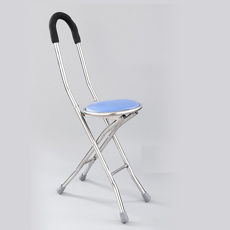 Foldable Stainless Steel Walking Stick Chair