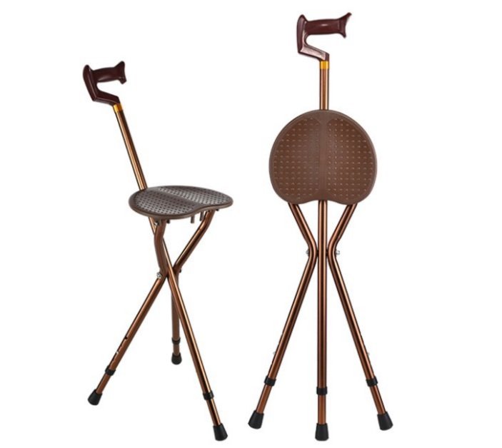 Antique Bronze Walking Stick Chair with Adjustable Height