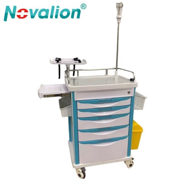 Compact ABS Emergency Trolley: 5-Drawer Design for Clinics
