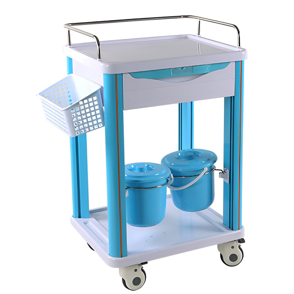 ABS Medical Treatment Trolley with Stainless Steel Guardrail