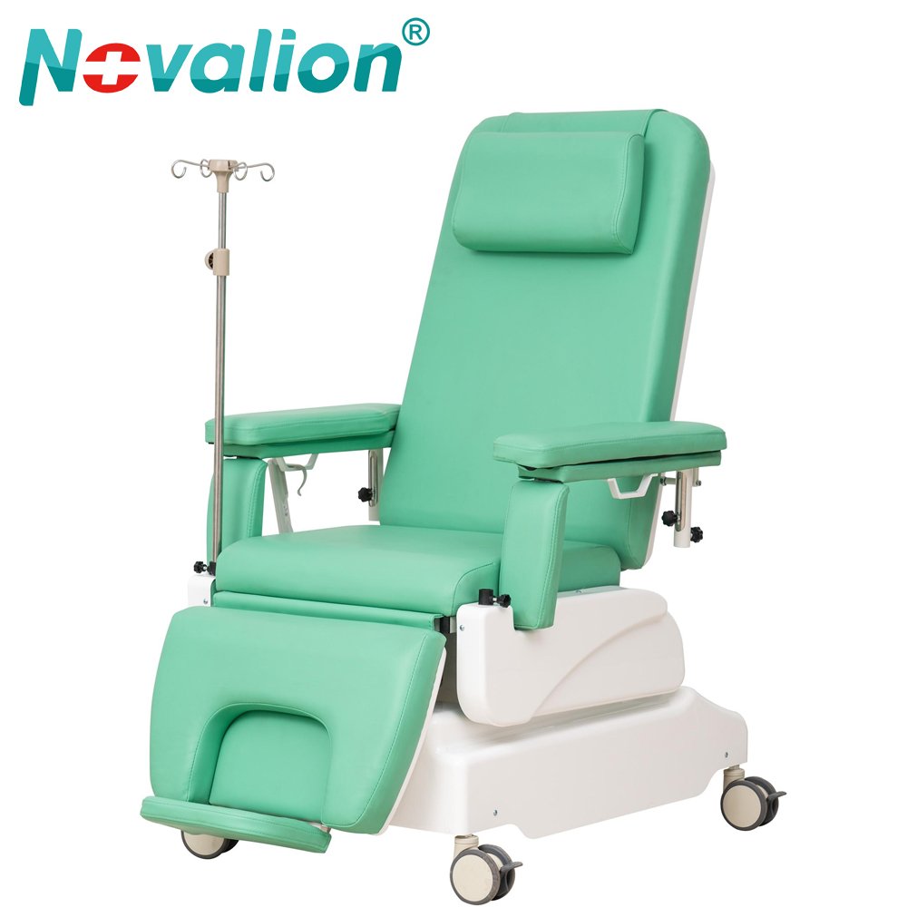 Height-Adjustable Electric Dialysis Chair with Large Castors